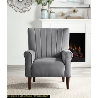 Modern Aesthetic Accent Chair Velvet Upholstery Channel Tufted Back ...