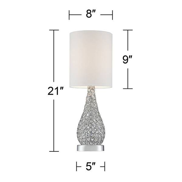 Set of 2 Modern Table Lamp Crystal Bead Gourd White - 8" x 21" - Bed ...