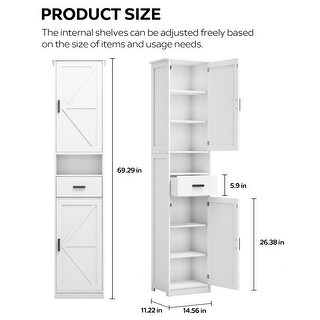 69"H Tall Narrow Floor Cabinet with Shelves,Doors,1 Drawer for Entryway ...