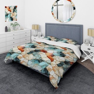 Designart "Multicolor Marble Mosaic Harmony Pattern" Beige Glam Bedding ...