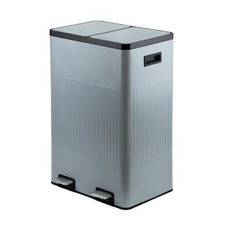 Gray Metal 2 compartments garbage and recycling bins 60L - Bed Bath ...