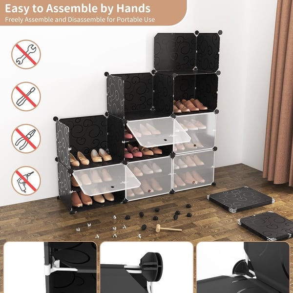 Portable Shoe Rack Organizer 8-Tier Shoe Cabinet 48-Pair Shoe Organizer ...