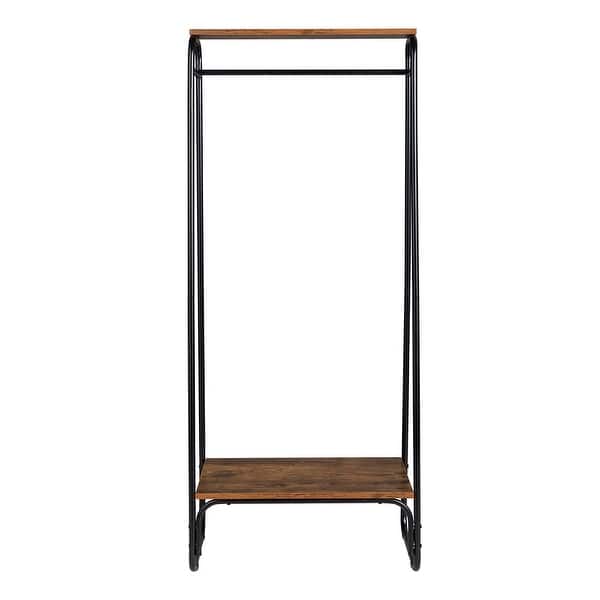 Clothes Rack with Wood Shelf, Freestanding Clothing Rack，Garment Rack ...