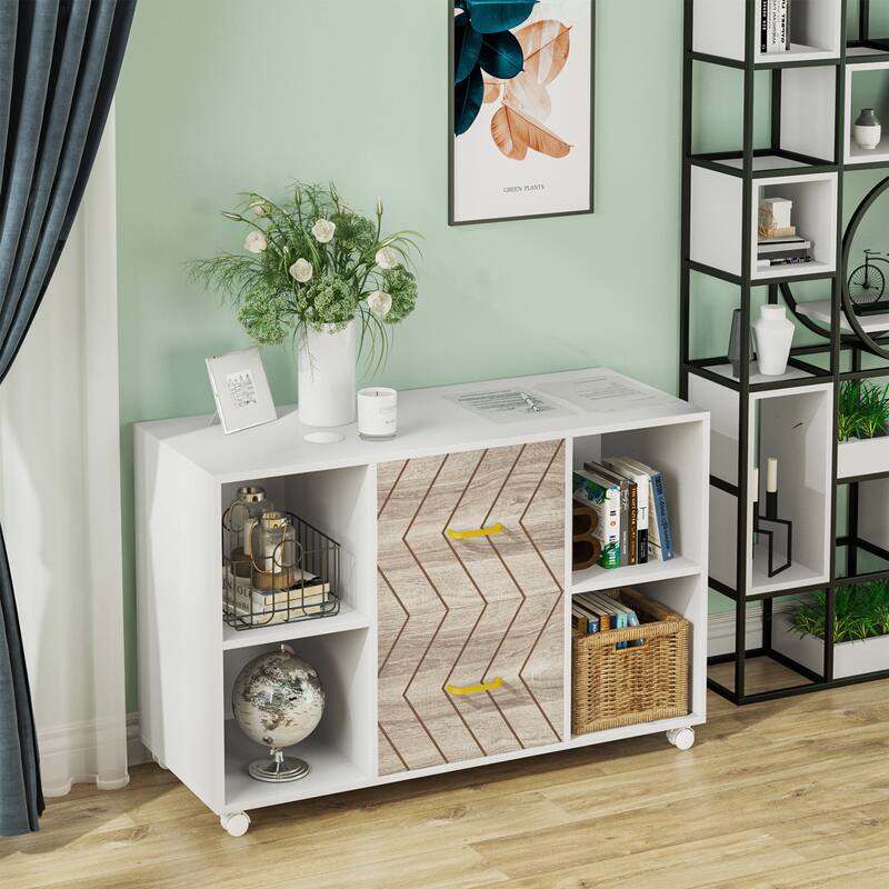Mobile Lateral File Cabinet, Wood, 2-Drawer - Overstock - 33900813