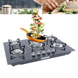 30 Inch 5 Burners Gas Cooktop Glass Surface with Flameout Protection ...
