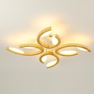 29 in. Wooden Modern Novel Geometric Leaf Clover Integrated LED ...