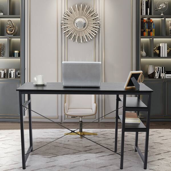 47 Inch Modern Style Computer Desk with 2 Shelves for Home and Office ...