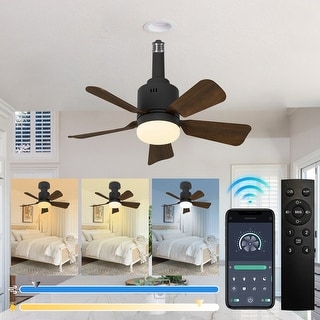 This E27 screw-in ceiling fan includes dimmable LED lighting and a ...