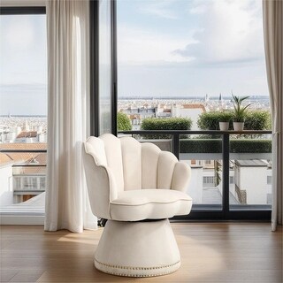 Modern Shell Design Swivel Barrel Chair, Beige - Bed Bath & Beyond ...