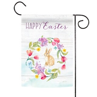 Green Pink Easter Bunny Wreath Outdoor Double Sided Flag 18"x12.5 ...