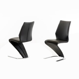 Faux Leather Dining Chair with U Shaped Base, Set of 2, Black and ...