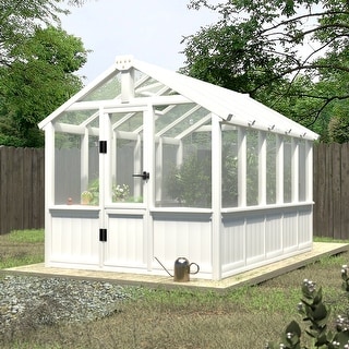 VEIKOUS Cedar Wood Frame Greenhouse with Polycarbonate Panels, Outdoor ...