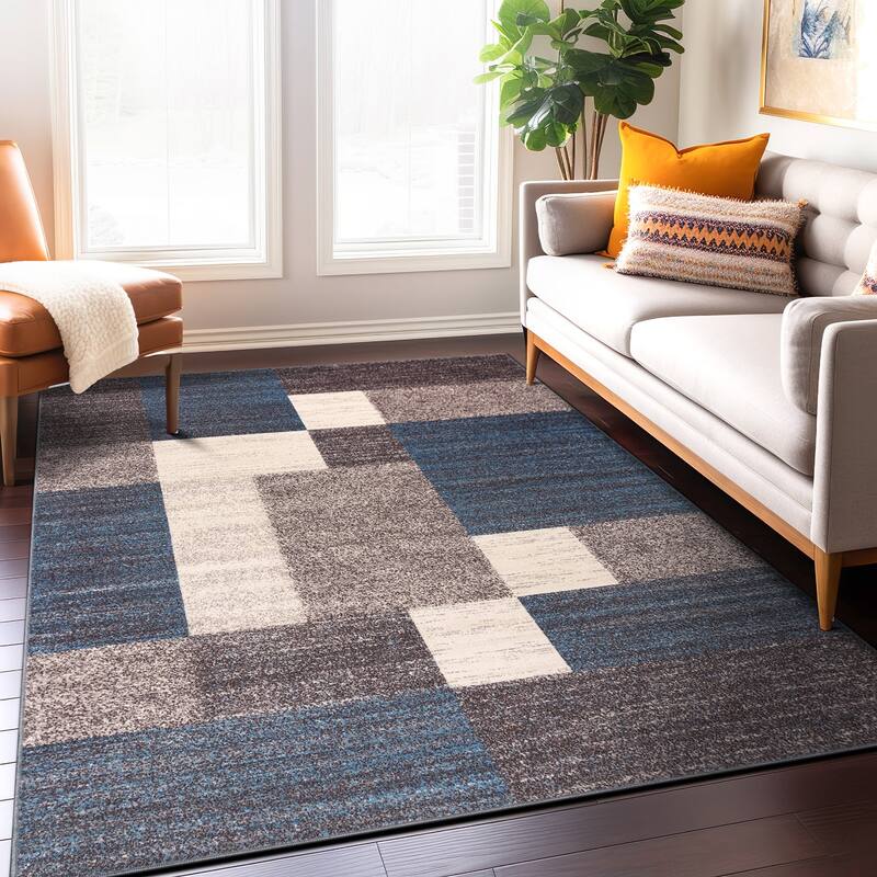 World Rug Gallery Modern Boxes Design Non-slip (Non-skid) Area Rug ...