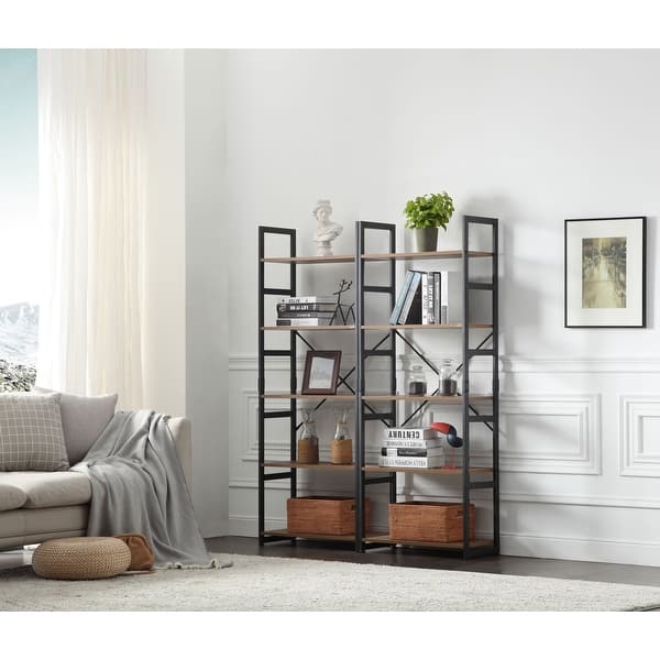 5 Tier Ladder Shelf Bookcase Metal Frame Bookshelf with Wood Board ...