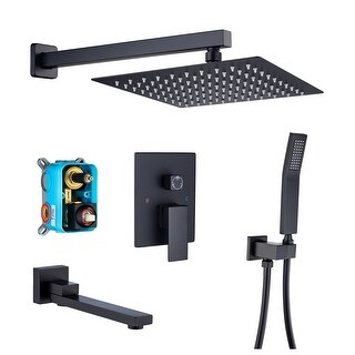 Rainlex Matt Black Wall-Mounted Three Functions Tub Shower System - Bed Bath & Beyond - 37541803