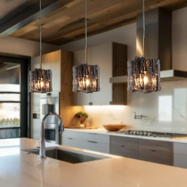 Kasy Modern 1-Light Textured Glass Pendant Art Deco Kitchen Island ...