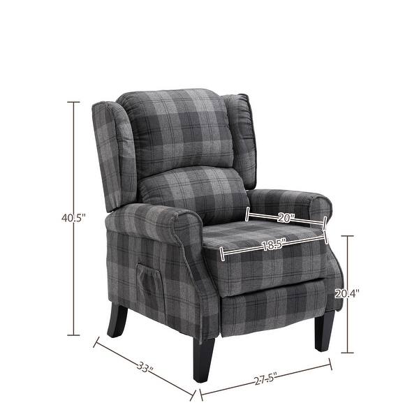 Check Recliner Sofa Gray Wingback Reading Chair with Footrest - Bed ...