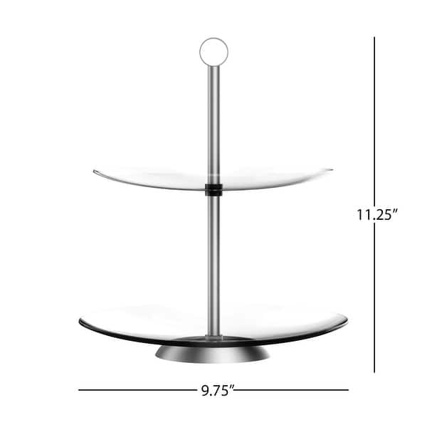Dessert Tower - 2-Tier Round Glass Display Stand by Chef Buddy (Silver ...