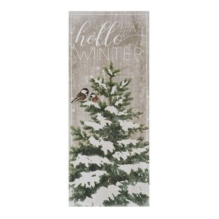 23.5" Rustic "Hello Winter" Rectangular Christmas Wall Decor - Bed Bath ...