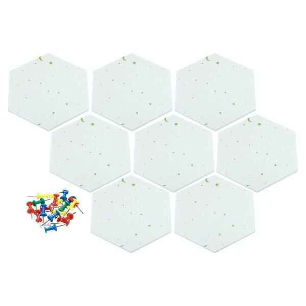 8Pcs Hexagon Felt Bulletin Tile Self Adhesive Moon Wall DIY Pin Board ...