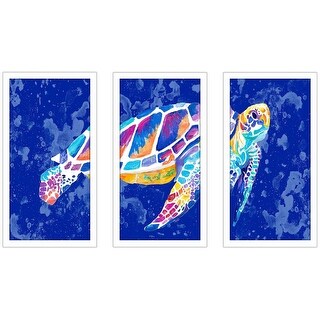 "Vibrant Blue Sea Turtle" 3 Piece Print on Acrylic - Bed Bath & Beyond ...