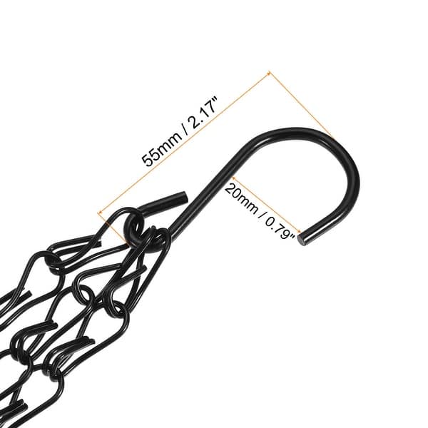 Hanging Chains 41cm Extension Link 3 Point Holder w S Hook Clips Black ...