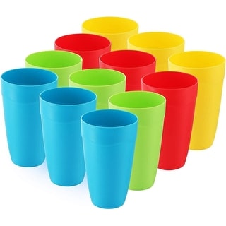 12-Pack 15 oz Reusable Kids Plastic Cups in 4 Colors - Bed Bath ...
