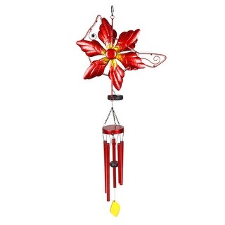 Exhart Solar Double Spinner Metal Red Cardinal Wind Chime, 16 by 42 ...