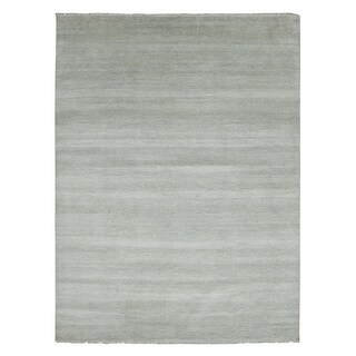 Hand Knotted Grey Modern and Contemporary with Wool & Silk Oriental Rug ...
