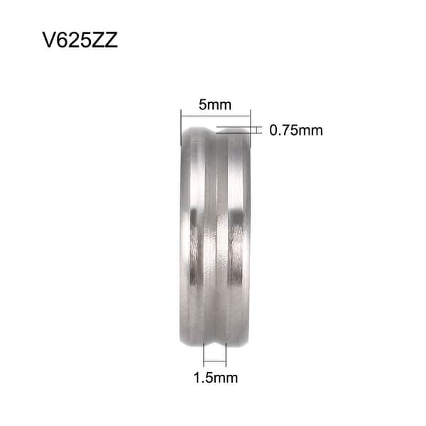 V625ZZ V Groove Guide Ball Bearing Double Shielded GCr15Bearings 10pcs ...