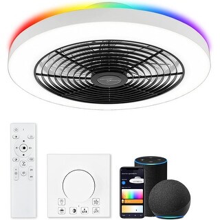 Low Profile Ceiling Fan with Lights,19.7in Ceiling Fans with Lights and ...