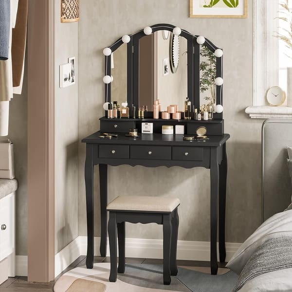 lighted makeup vanity set