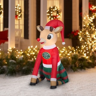 Airblown Inflatable Rudolph the Red-Nosed Reindeer in Christmas PJs ...