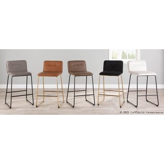 Casper FixedHeight Contemporary Counter Stool In Gold Metal And Camel Faux Leather Set Of 2 ...