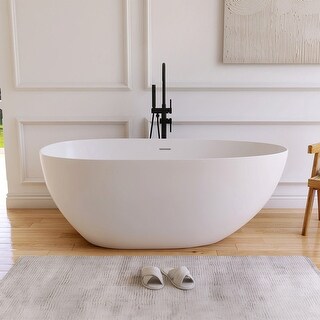 MEDUNJESS 65'' Freestanding Bathtub Solid Surface Soaking Tubs - On ...