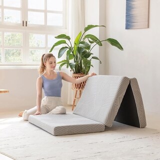 Tri-Fold Memory Foam Mattress, 4 Inch Single Folding Mattress with ...