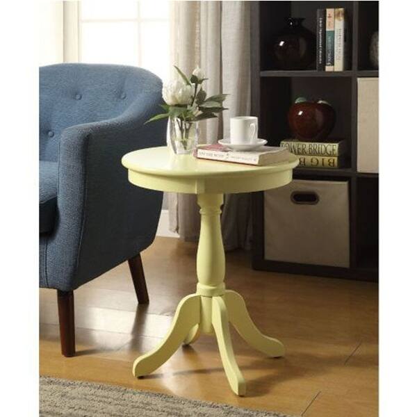 Yellow side table solid wood alger table round shape table - Bed Bath ...
