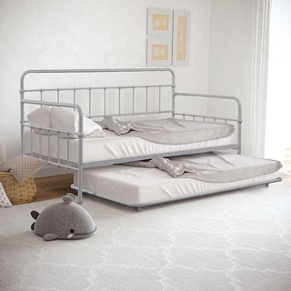 Silver Finish Contemporary Style Metal Daybed With Trundle Pipe ...