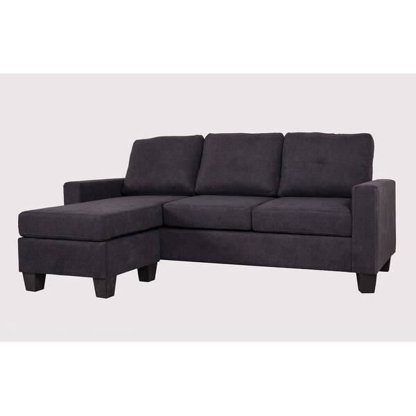 Titanic Furniture Ziva Sofa/Chaise in Black Fabric with Fluffy Back ...