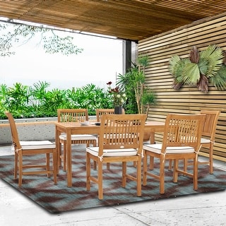 Chic Teak 7 Piece Teak Wood Bermuda 63" Rectangular Medium Bistro ...