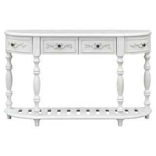 Wood Console Table Accent Sofa Table w/ Storage Shlef, Antique White ...