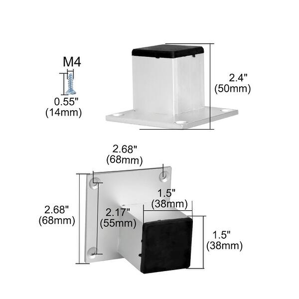 2 Inch Furniture Legs Aluminium Alloy Sofa Couch Table Cabinet Wardrobe ...