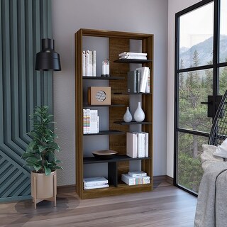 Classic Particle Board Bookcase, Multiple Shelves with asymmetrical ...