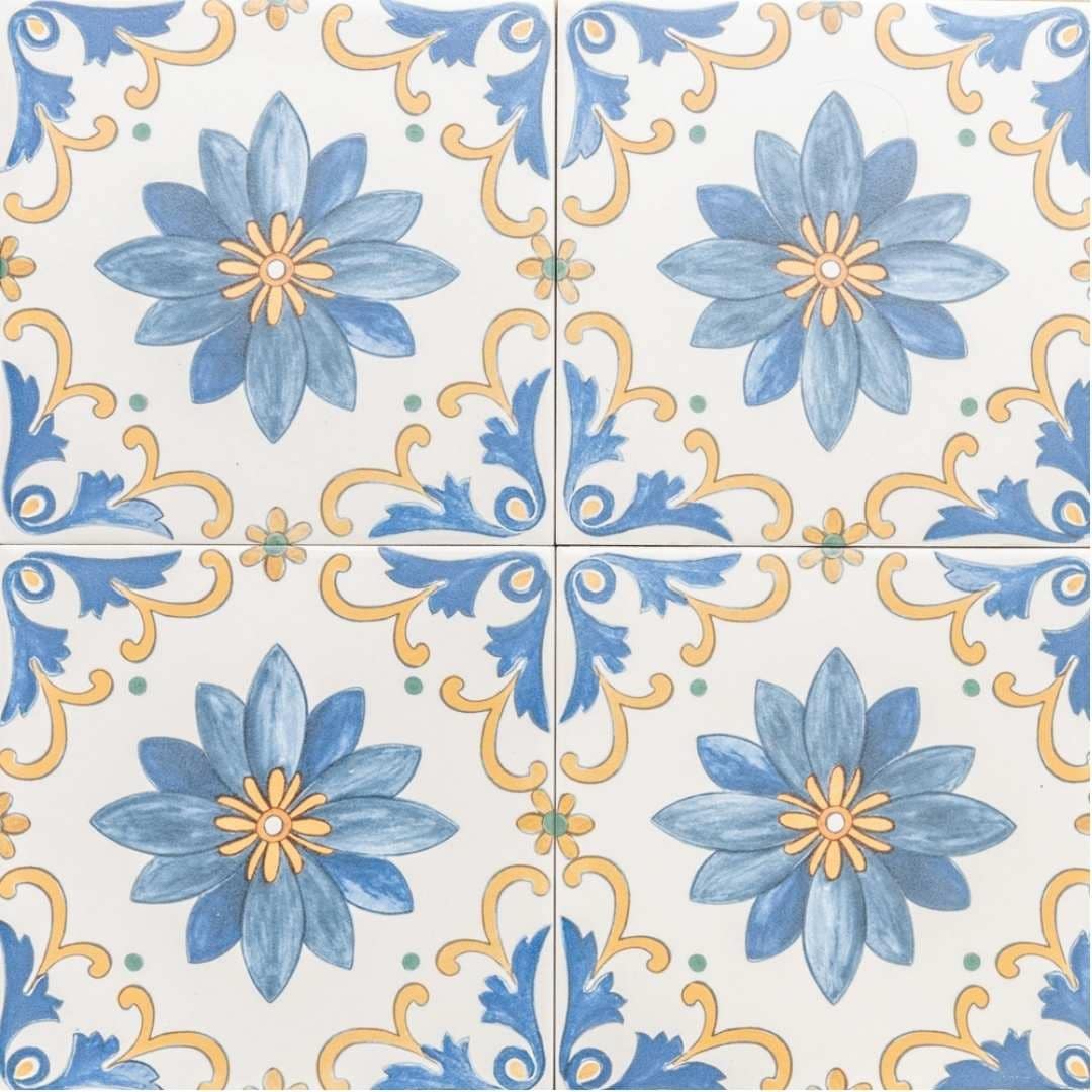 Merola Tile Cassis Arte Blue 9-3/4" x 9-3/4" Porcelain Floor and Wall ...
