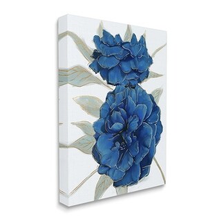 Stupell Bold Blue Carnation Florals Gold Line Detail Canvas Wall Art ...