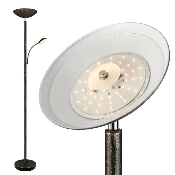 LED 20W/2000LM Bright Torchiere Floor Lamp with 5W Adjustable Reading ...