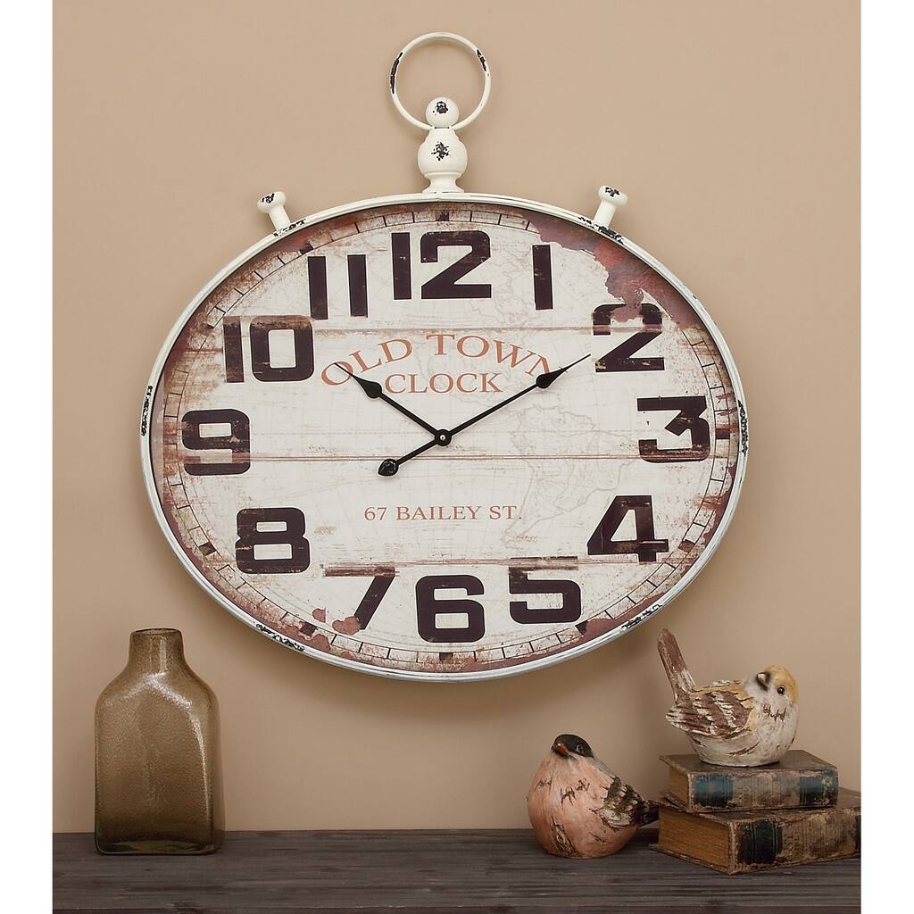 White Metal Pocket watch Style Decorative Wall Clock - Small ...