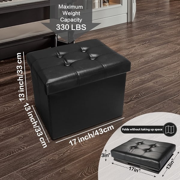 17 inch Leather Folding Footstool Bench - Bed Bath & Beyond - 36024127