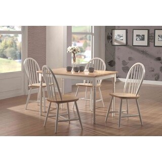 Taffee 5-piece White and Natural Rectangular Dining Table Set - Bed ...