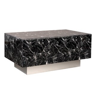 Statements By J Modern Lyla Marble Coffee Table, 40 Inch Long, Black ...